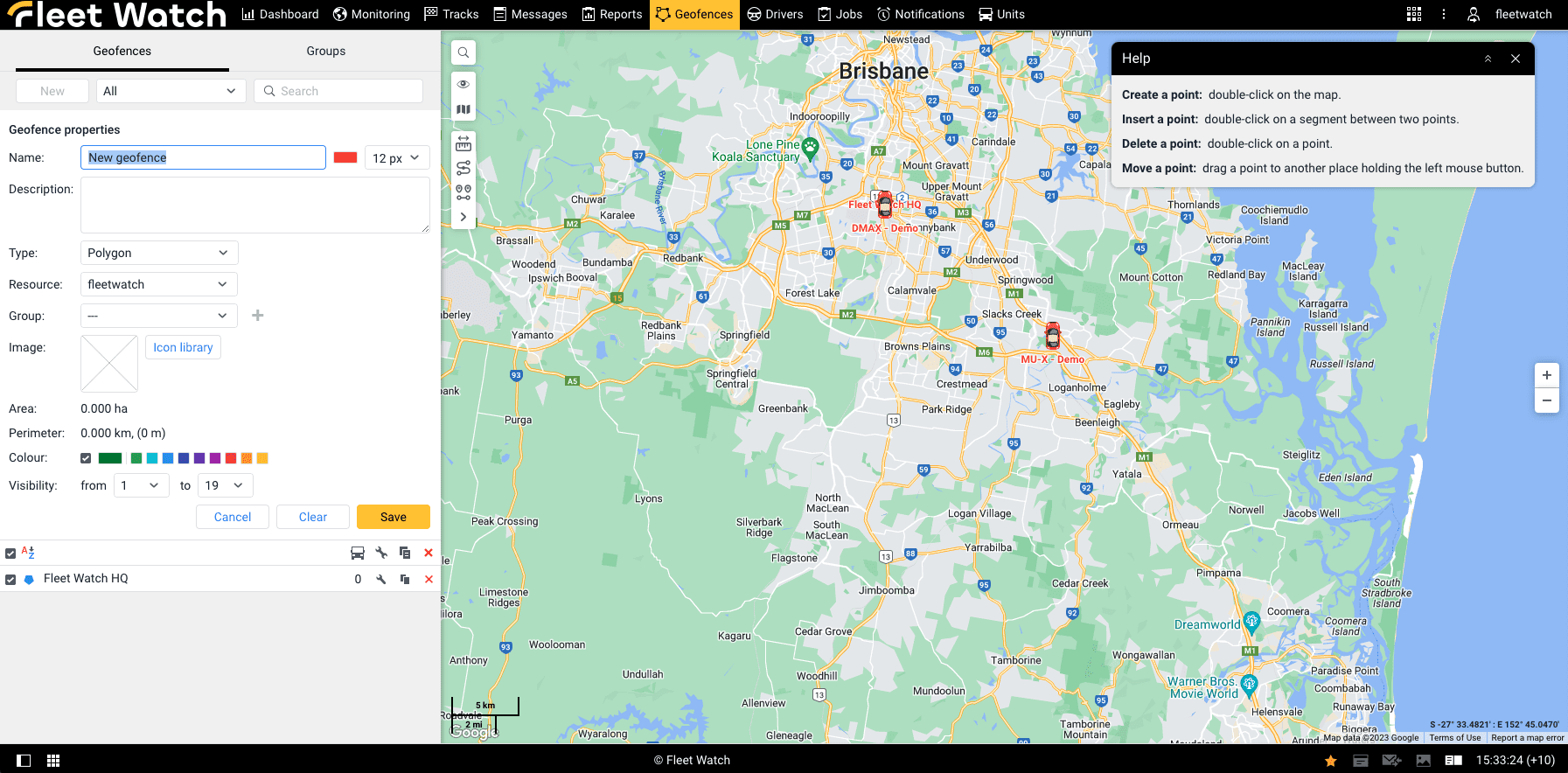 Create a Geofence | Fleet Watch